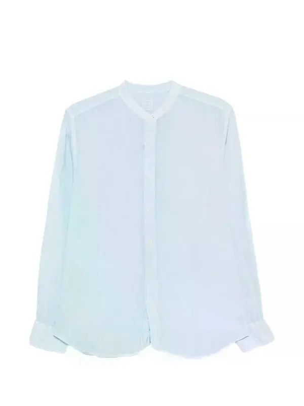 120% Lino Mandarin-collar Slim-fit Shirt - Blue