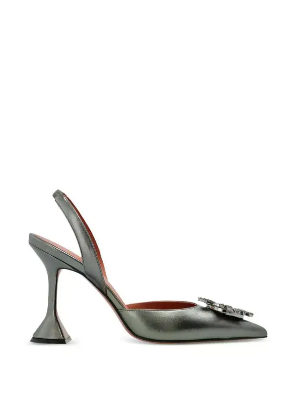 Amina Muaddi Begum Crystal-embellished Pumps - Grey