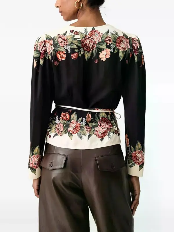 Farm Rio Floral-print Wrap Blouse