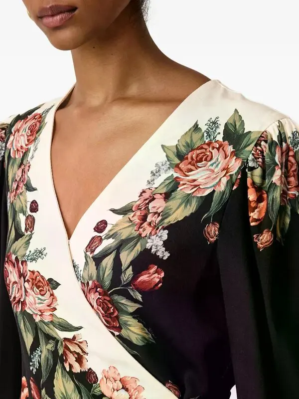Farm Rio Floral-print Wrap Blouse
