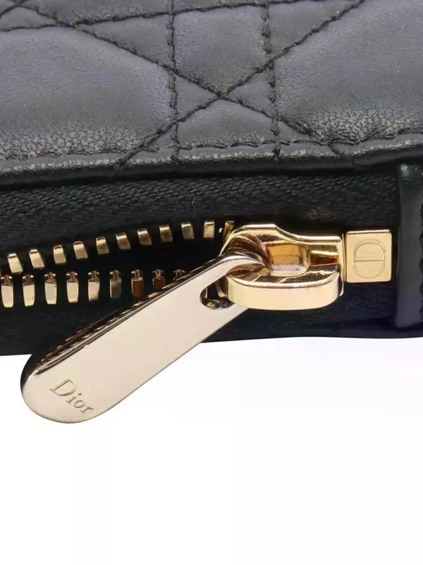 Dior 2015-2026 Lambskin Cannage Lady Call In Phone Holder Satchel - Black