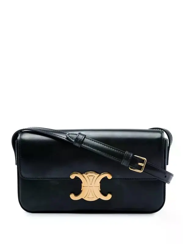 Celine 2021 Shiny Calfskin Triomphe Claude Shoulder Bag