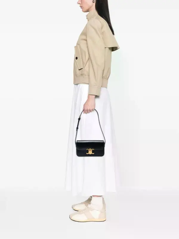 Celine 2021 Shiny Calfskin Triomphe Claude Shoulder Bag