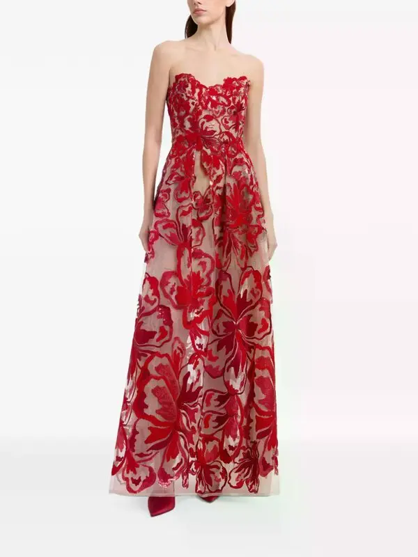 Elie Saab Velvet-embroidered Maxi Dress