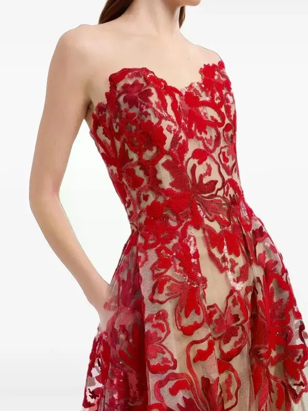 Elie Saab Velvet-embroidered Maxi Dress