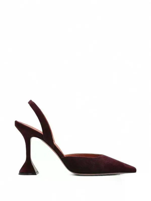 Amina Muaddi Holli Suede Slingback Pumps - Red