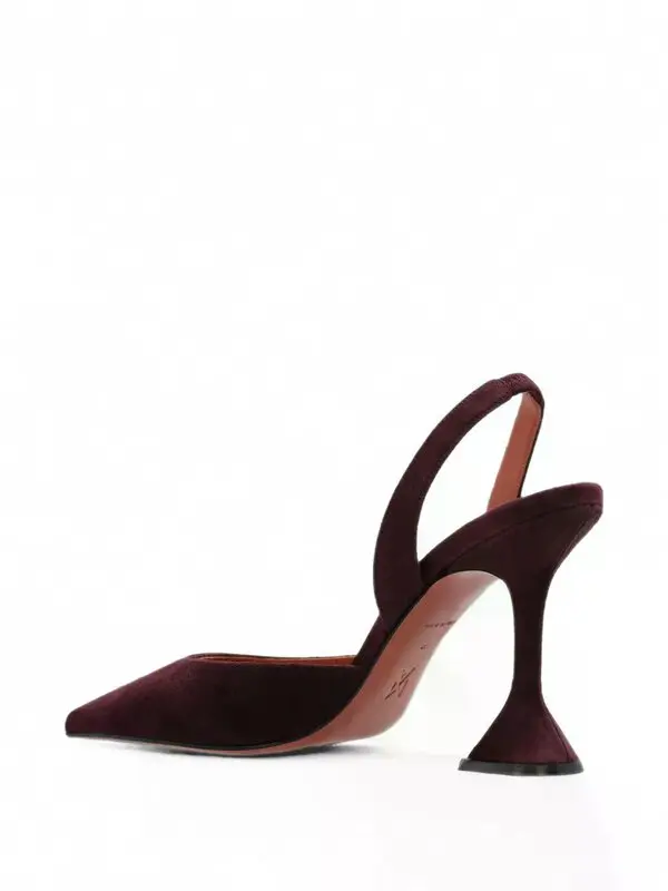Amina Muaddi Holli Suede Slingback Pumps - Red