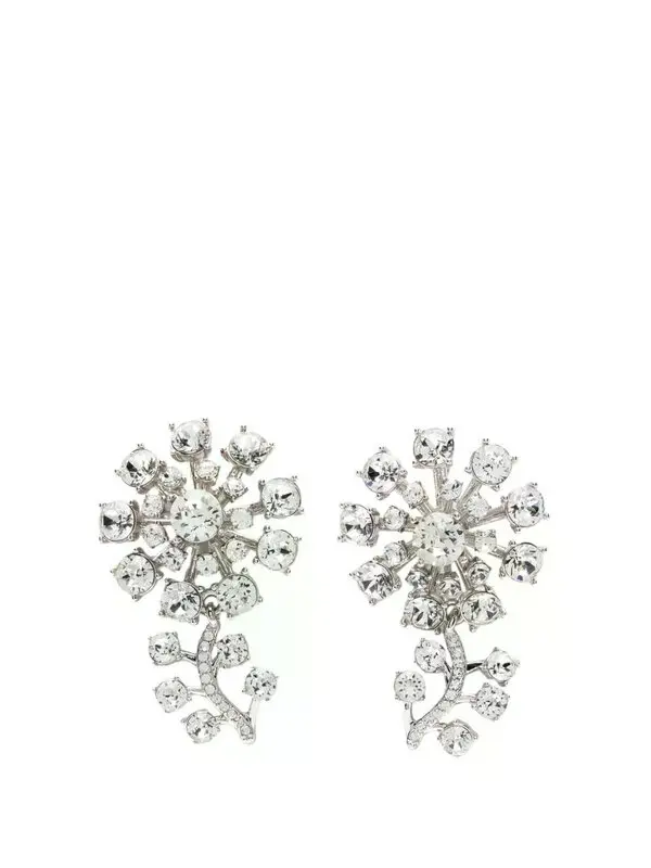 SELF-PORTRAIT Small Flower Crystal-embellished Earrings - Silver