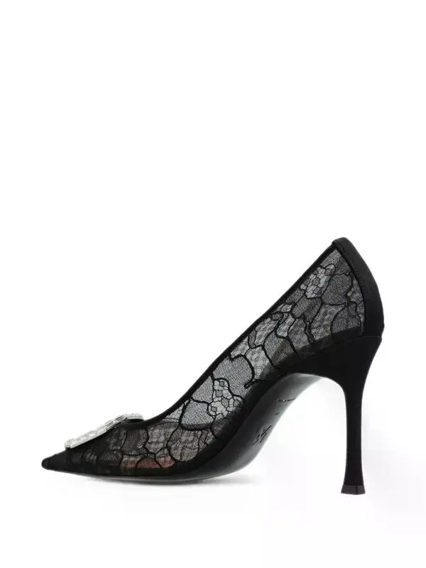 Amina Muaddi Camelia Crystal-embellished Lace Pumps