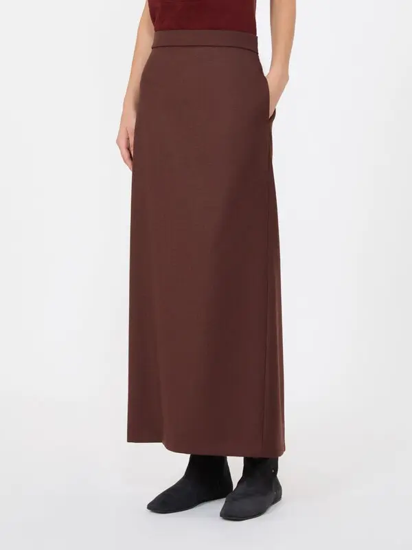 Max Mara Long Denim-effect Wool Skirt
