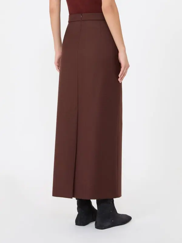 Max Mara Long Denim-effect Wool Skirt