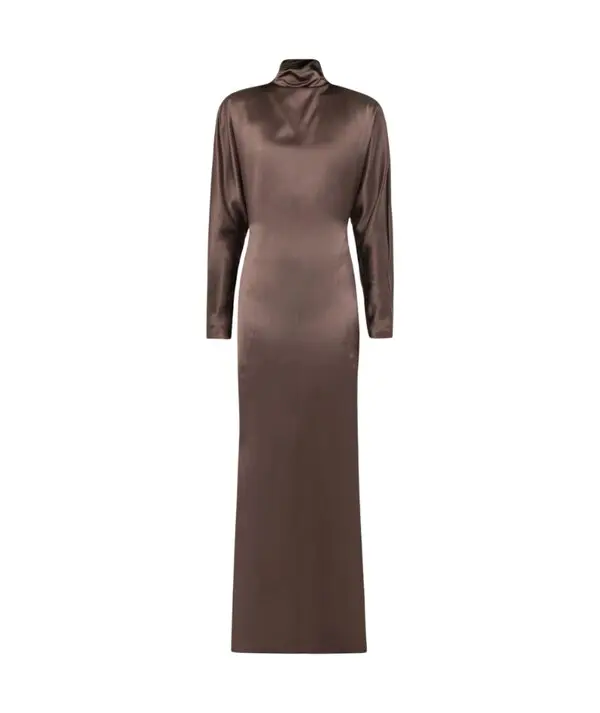 Max Mara Long Silk-satin Dress - Mud