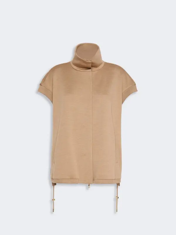 Max Mara Oversized Sleeveless Wool Jersey Jacket - Camel