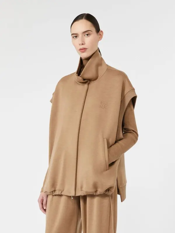 Max Mara Oversized Sleeveless Wool Jersey Jacket
