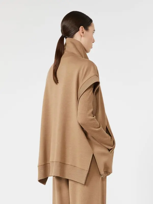 Max Mara Oversized Sleeveless Wool Jersey Jacket