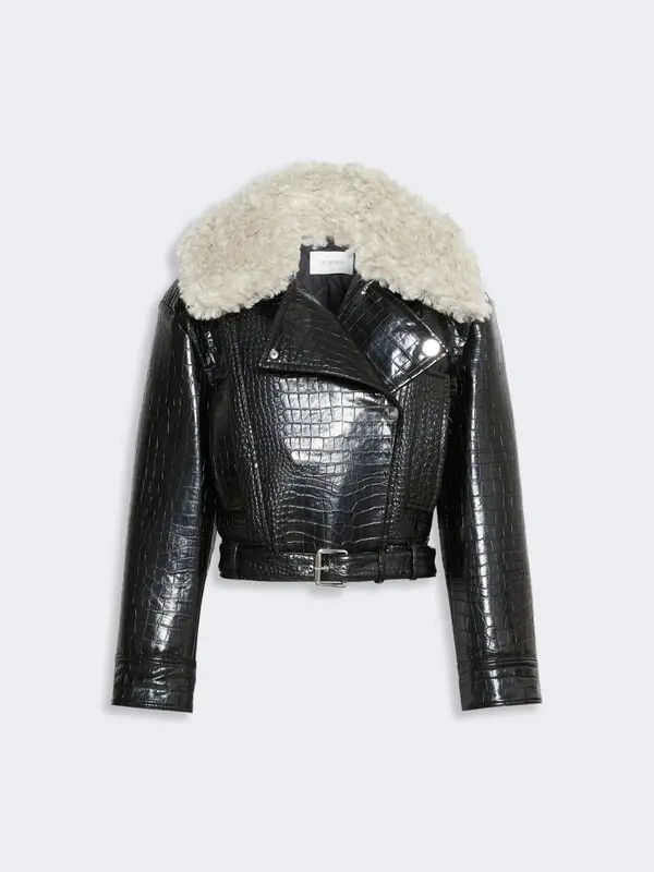 Max Mara Patent Leather Biker Jacket