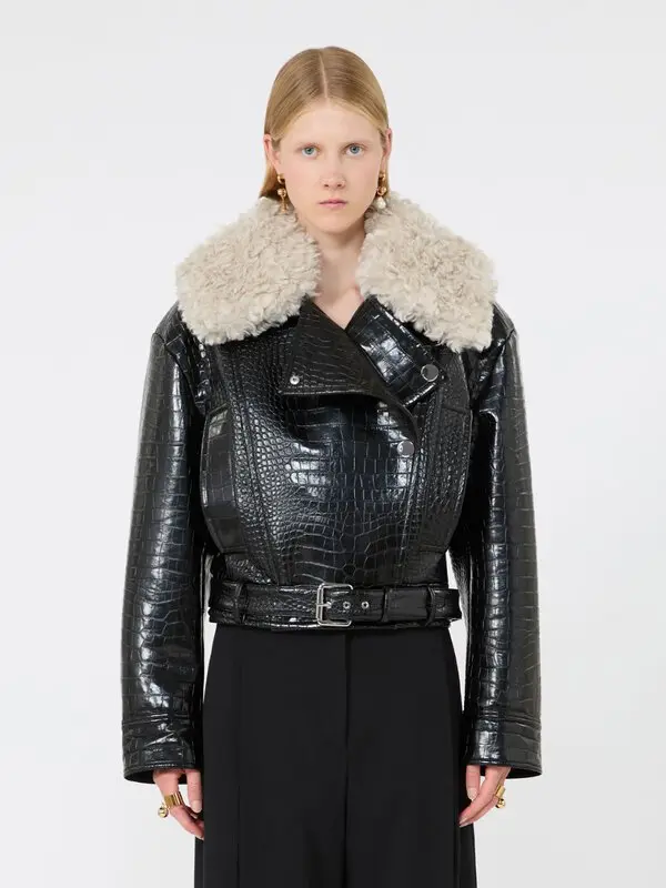 Max Mara Patent Leather Biker Jacket
