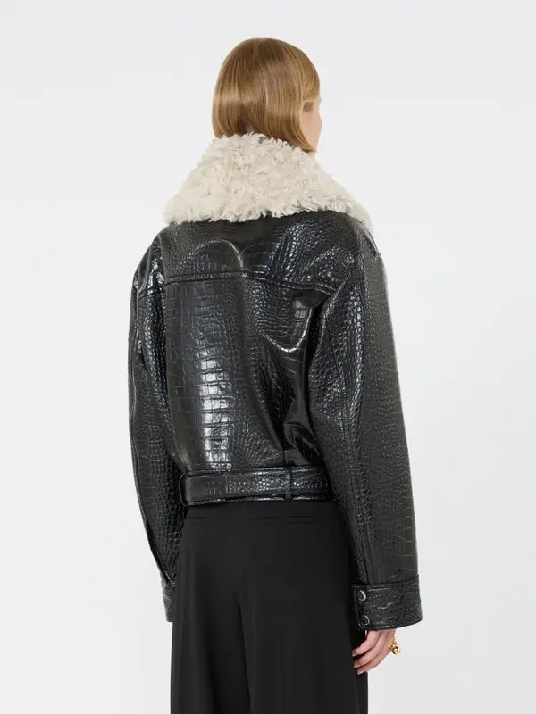 Max Mara Patent Leather Biker Jacket