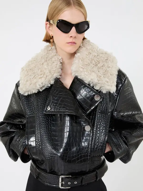 Max Mara Patent Leather Biker Jacket