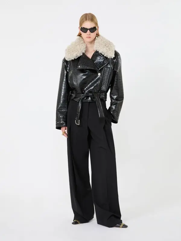 Max Mara Patent Leather Biker Jacket