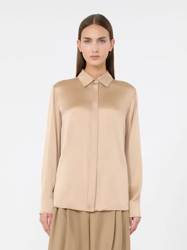 Max Mara Mannish Silk Satin Shirt