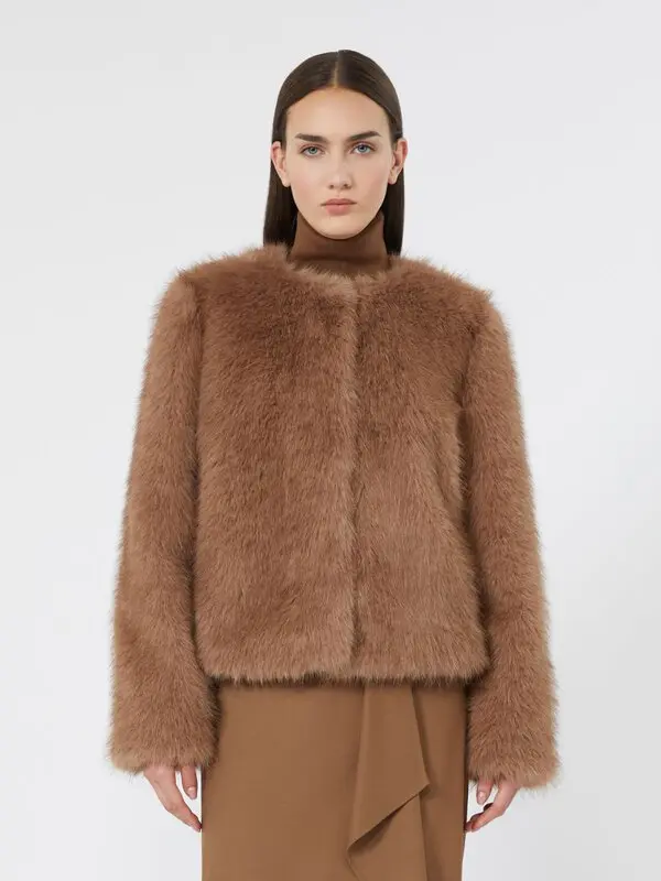 Max Mara Soft-textured Fabric Boxy Jacket - Beige