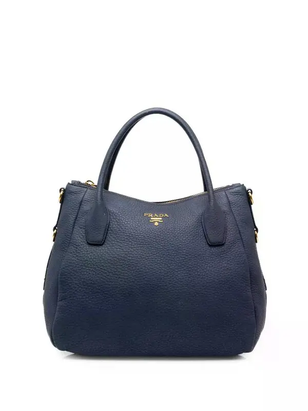 Prada 2000-2013 Vitello Daino Zip Top Convertible Tote Satchel