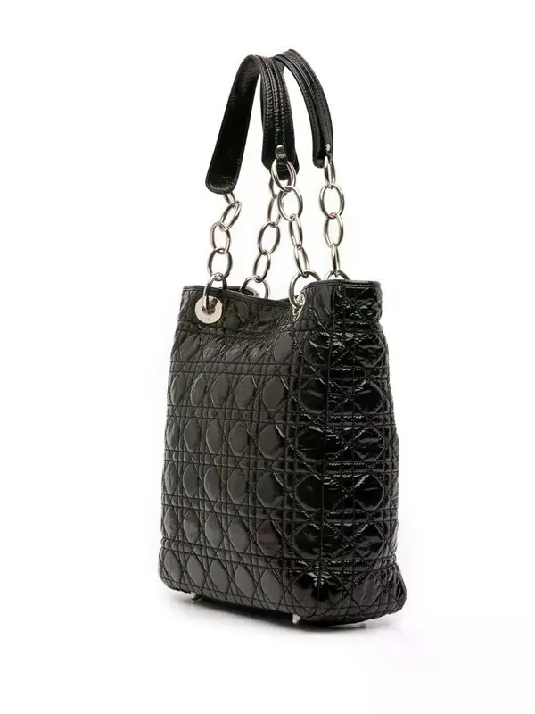 Dior 2008 Medium Patent Cannage Vertical Soft Shopping Tote Bag