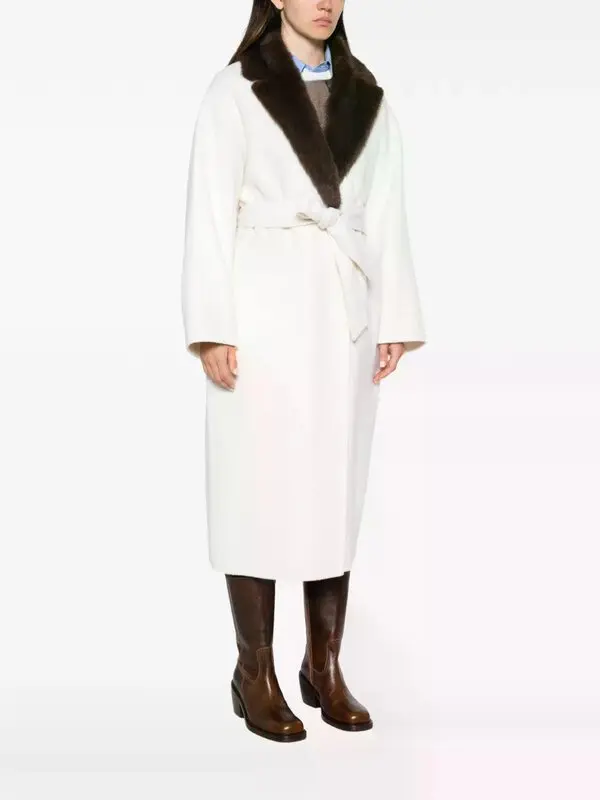 P.a.r.o.s.h Faux-fur Collar Belted Coat