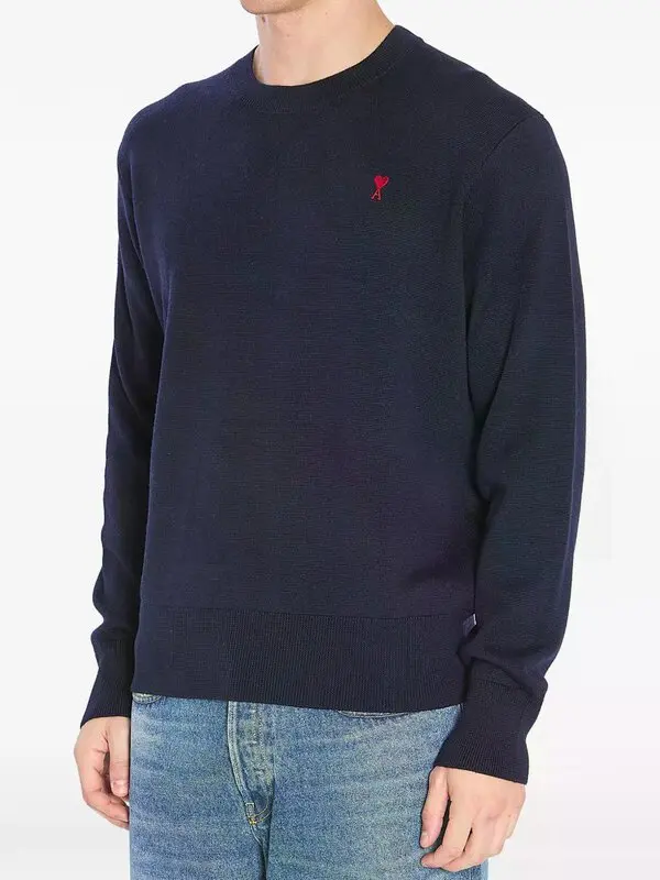 AMI Paris Crewneck Wool Sweater With De Coeur