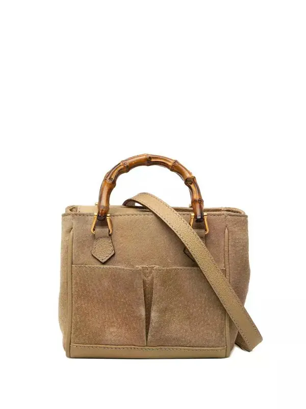 Gucci 20th Century Mini Suede Bamboo Satchel