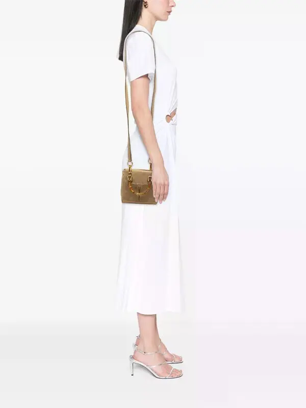 Gucci 20th Century Mini Suede Bamboo Satchel