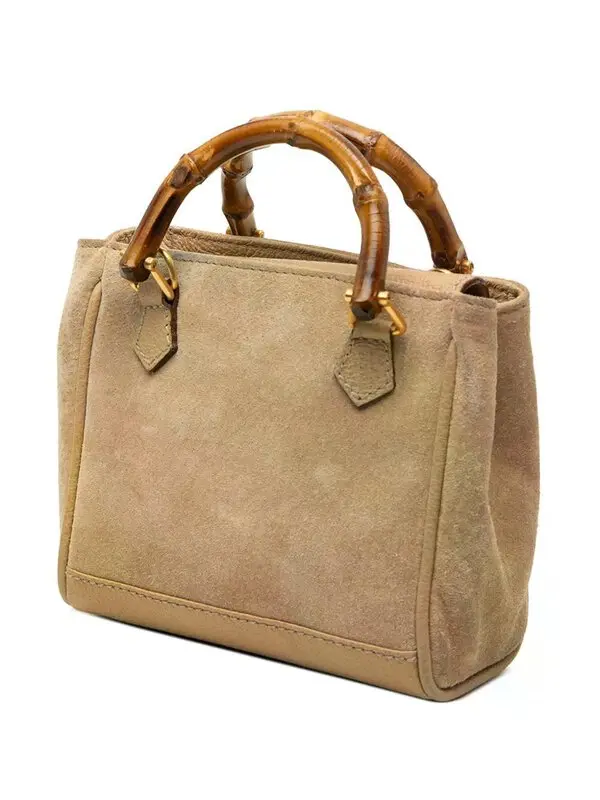 Gucci 20th Century Mini Suede Bamboo Satchel