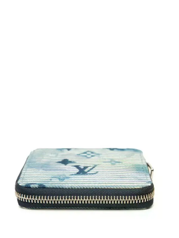 LOUIS VUITTON 2000-2026 Monogram Denim Watercolor Hickory Stripes Compact Wallet On Strap Small Wallets