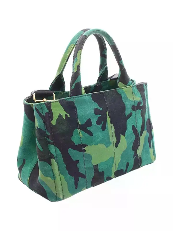 Prada 2013-2026 Small Canvas Canapa Logo Camouflage Tote Satchel