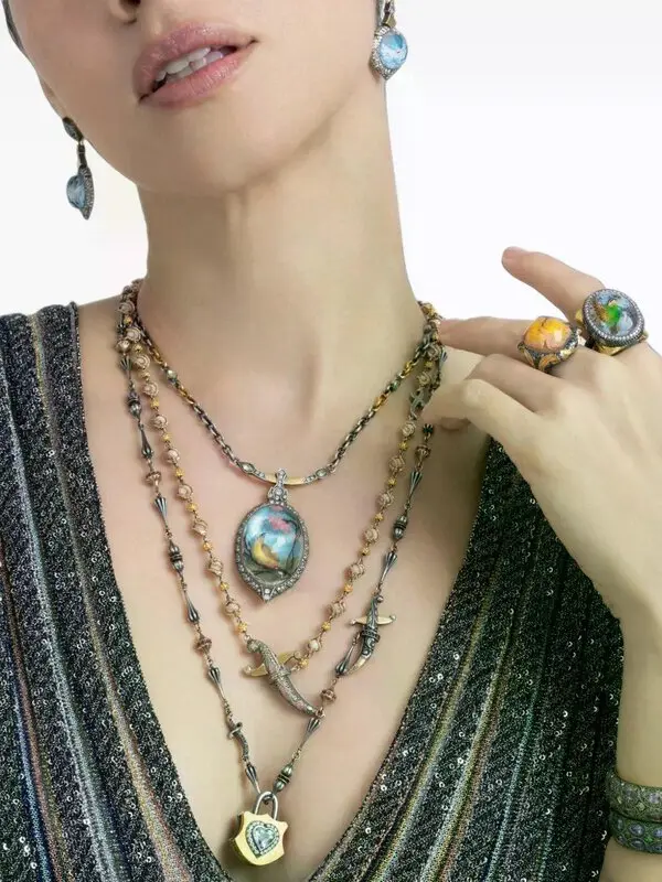 SEVAN BIÇAKÇI Diamond And Coral Dagger Necklace