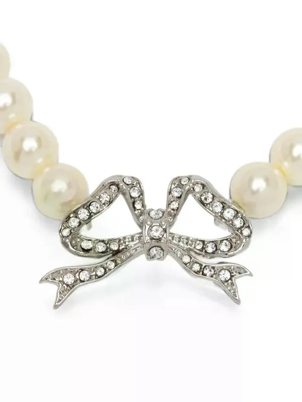 N°21 Crystal-embellished Bow-pendant Necklace - Silver