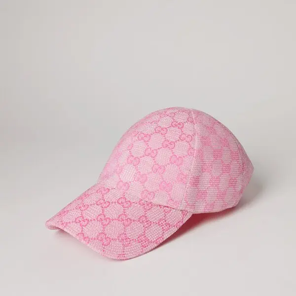 Gucci Gg Canvas Baseball Hat With Crystals - Pink