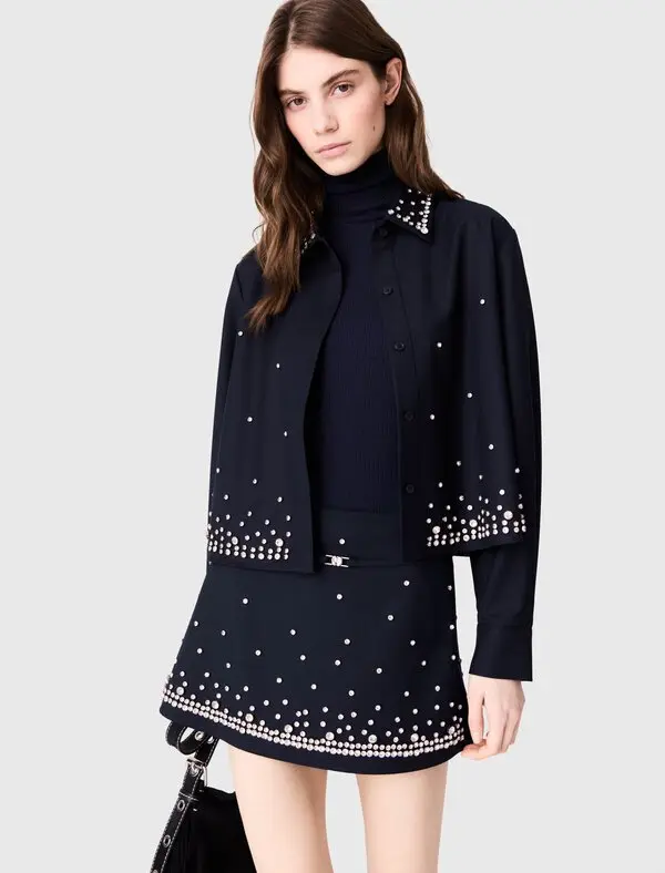 Maje Rhinestone Layered Skort