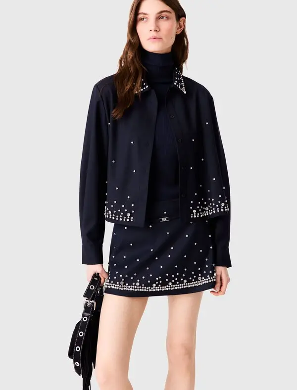 Maje Rhinestone Layered Skort