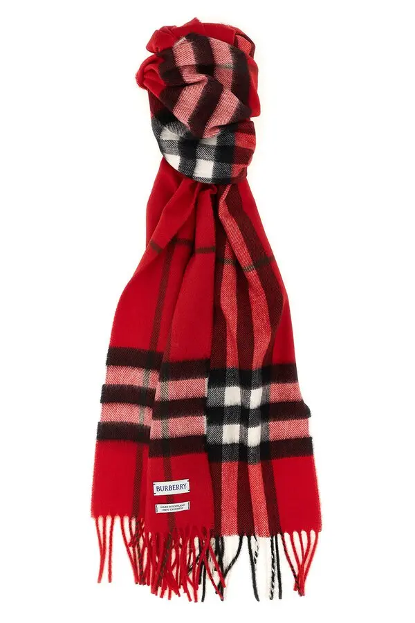 Burberry Check Cashmere Scarf - Red