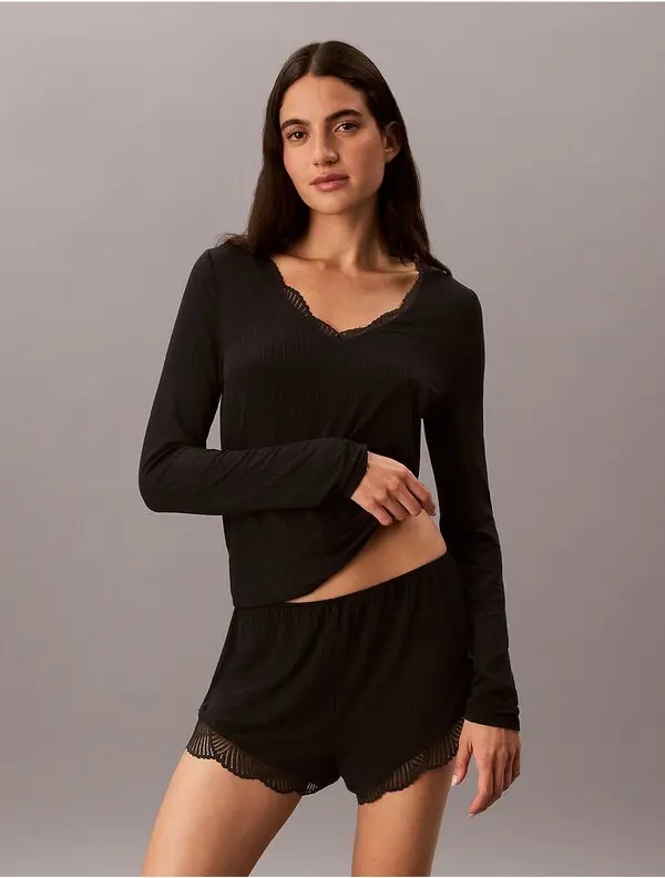 Calvin Klein Ultra Soft Modal Lace Sleep Top - Black