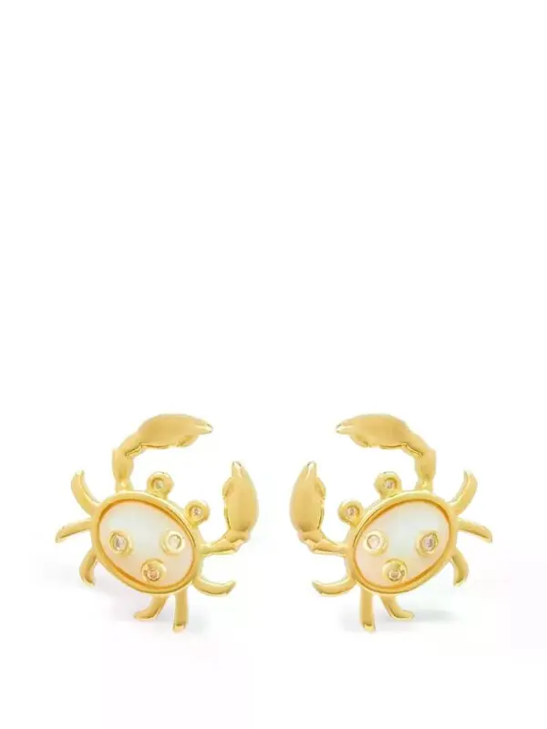 ESHVI Mother-of-pearl Crab Stud Earrings - Gold