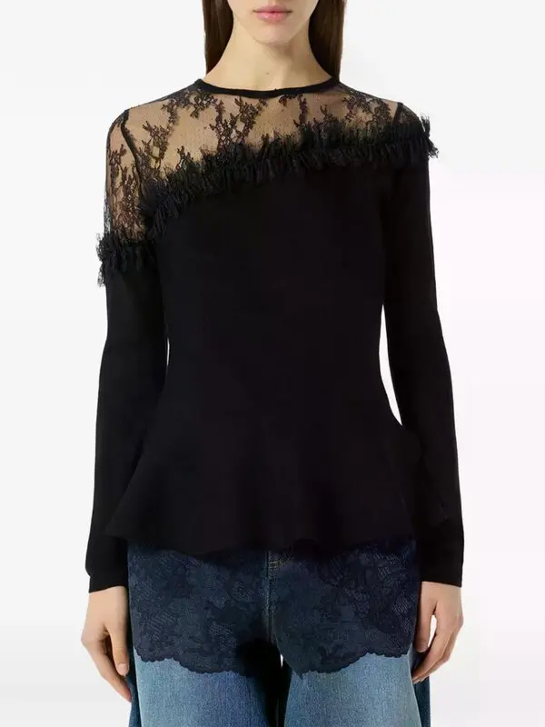 Blumarine Lace-panel Peplum Sweater