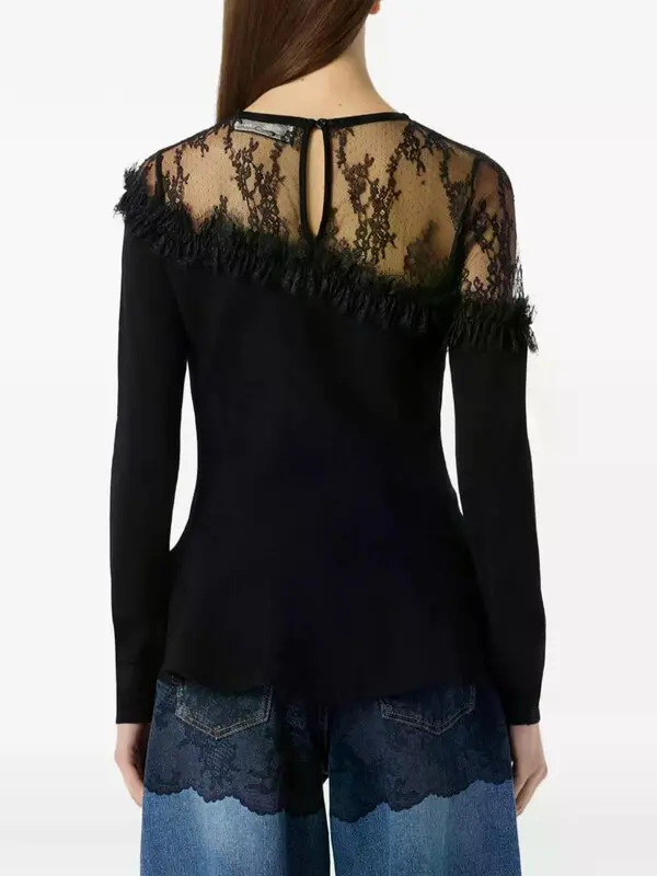 Blumarine Lace-panel Peplum Sweater