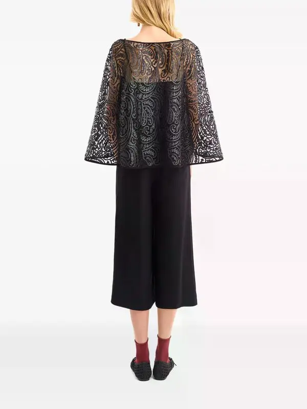 GEMY MAALOUF Lace-sleeve Gathered Top