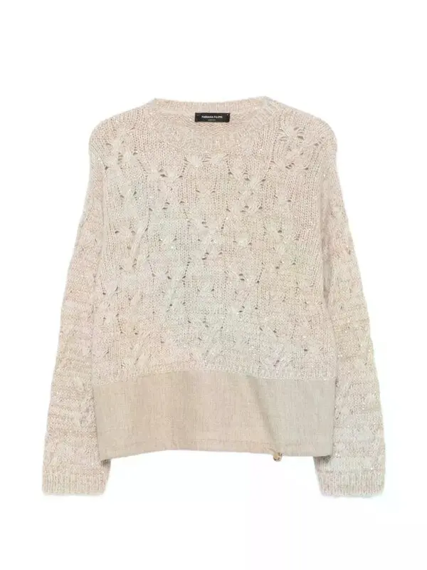 Fabiana Filippi Cable-knit Sequin-embellished Sweater - Neutrals