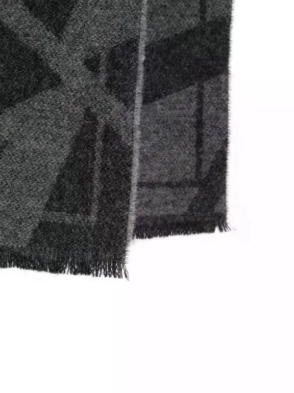 Marc O'polo Logo-intarsia Frayed Scarf - Black