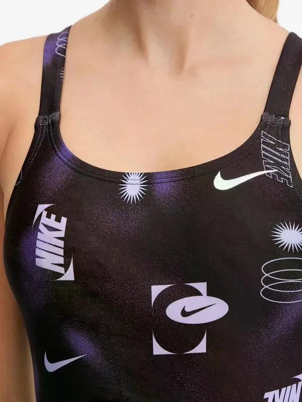 Nike Logo-print Racerback Swimsuit - Black
