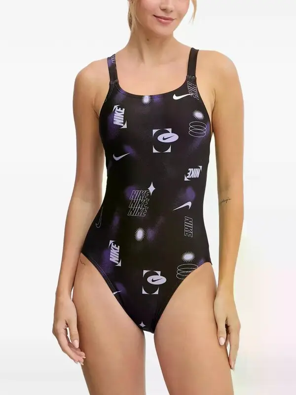 Nike Logo-print Racerback Swimsuit - Black